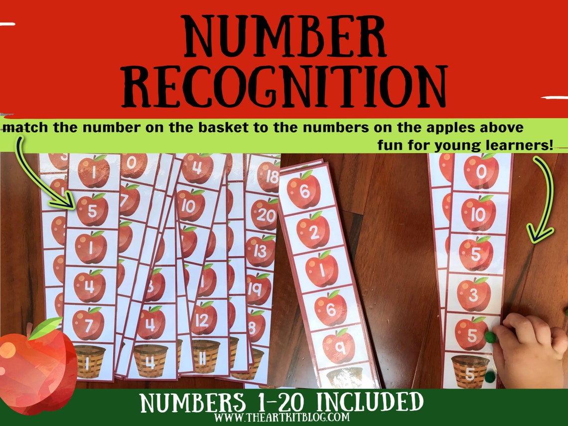 Number Recognition Activity Apple Printable Preschool - Etsy