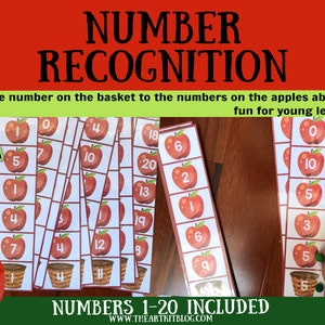 Number Recognition Activity, Apple Printable, Preschool Activities, Pre ...
