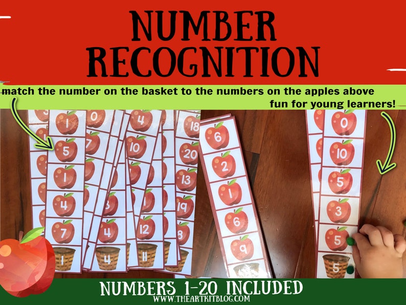 Number Recognition Activity Apple Printable Preschool - Etsy