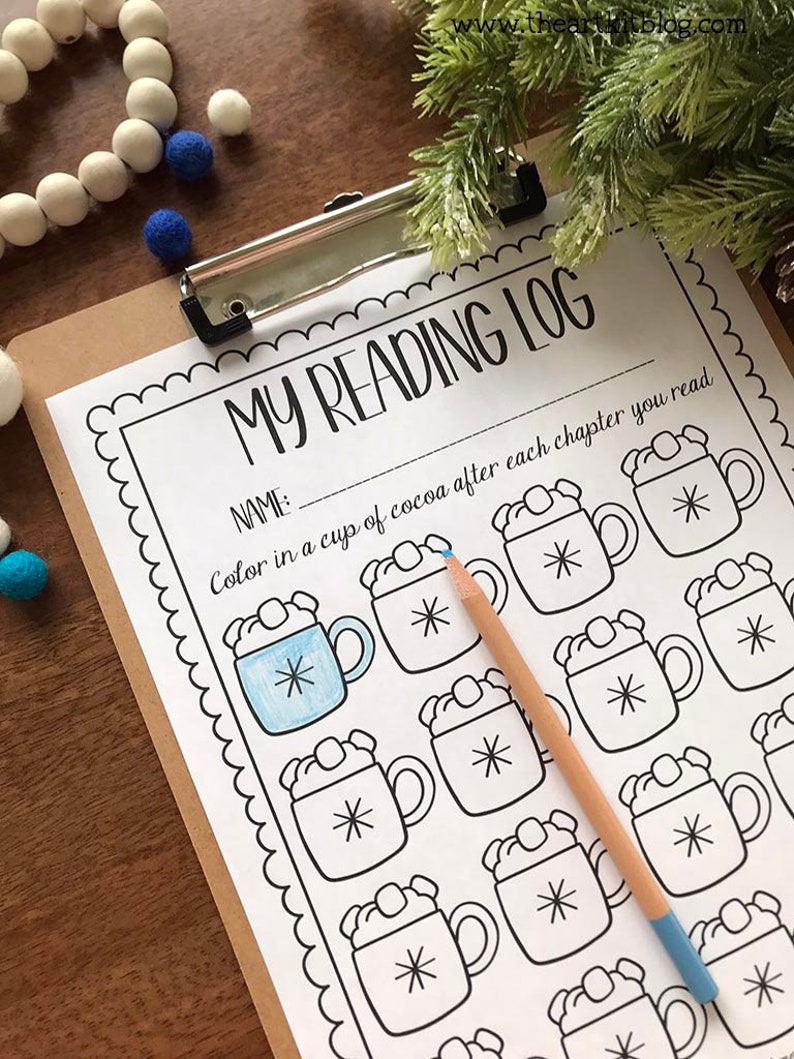 Winter Printable Reading Log for Kids, Reading Progress, Literacy ...