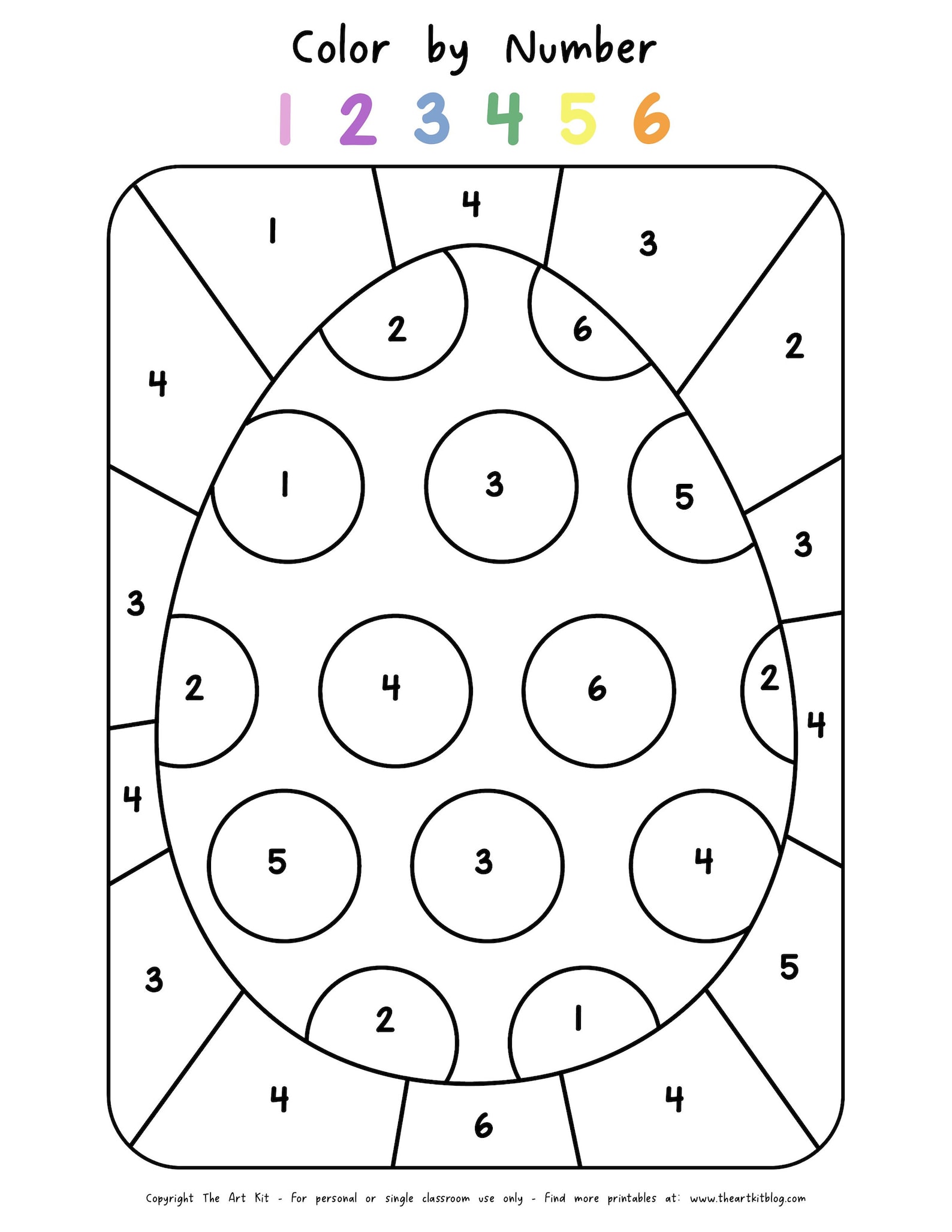 Easter Egg Color by Number Printables, Spring Worksheets for Kids - Etsy