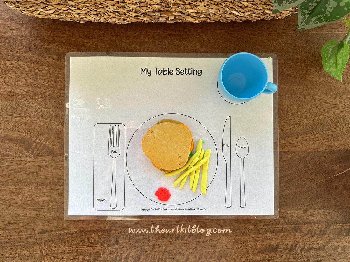 Table Setting Placemat Printables for Kids, Placemat Printable ...