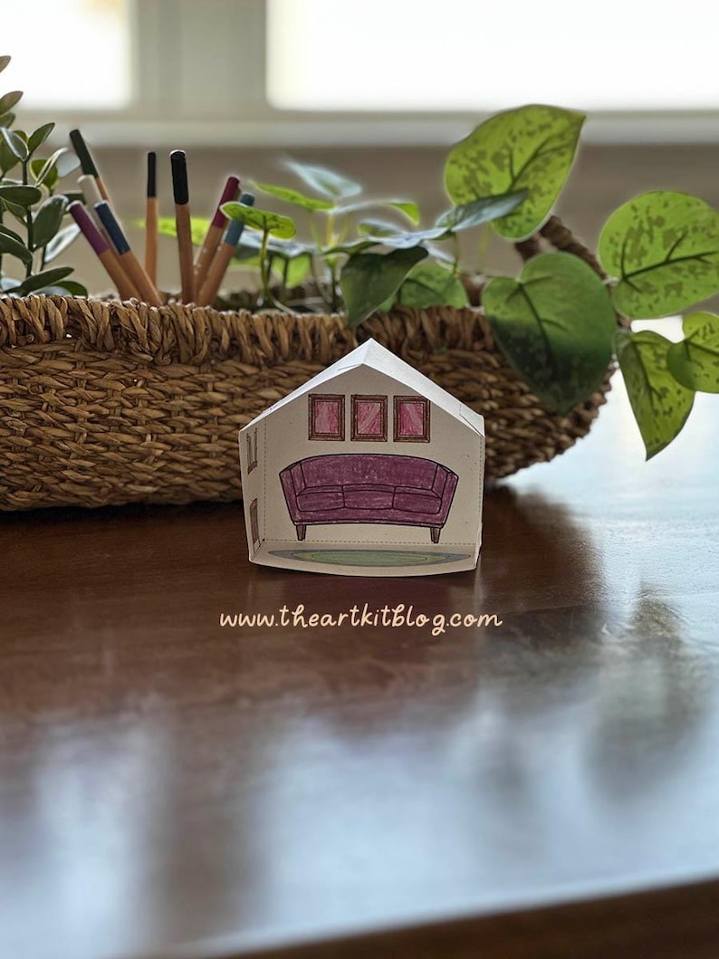 3D Box Printable, Mini Dollhouse Printable, 3D Living Room, Paper Craft ...