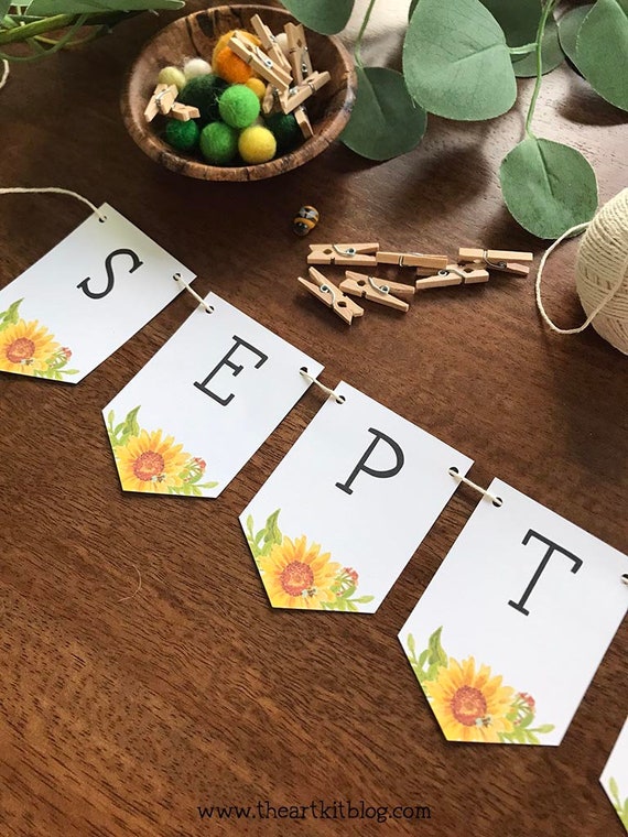 September Banner Printable September Wall Art Summer Fall - Etsy