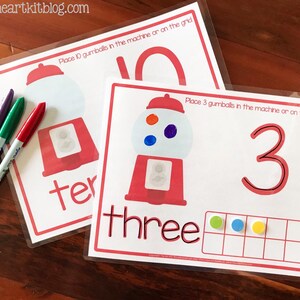 Gumball Counting Activity Playdough Mats for Practice Number Counting ...