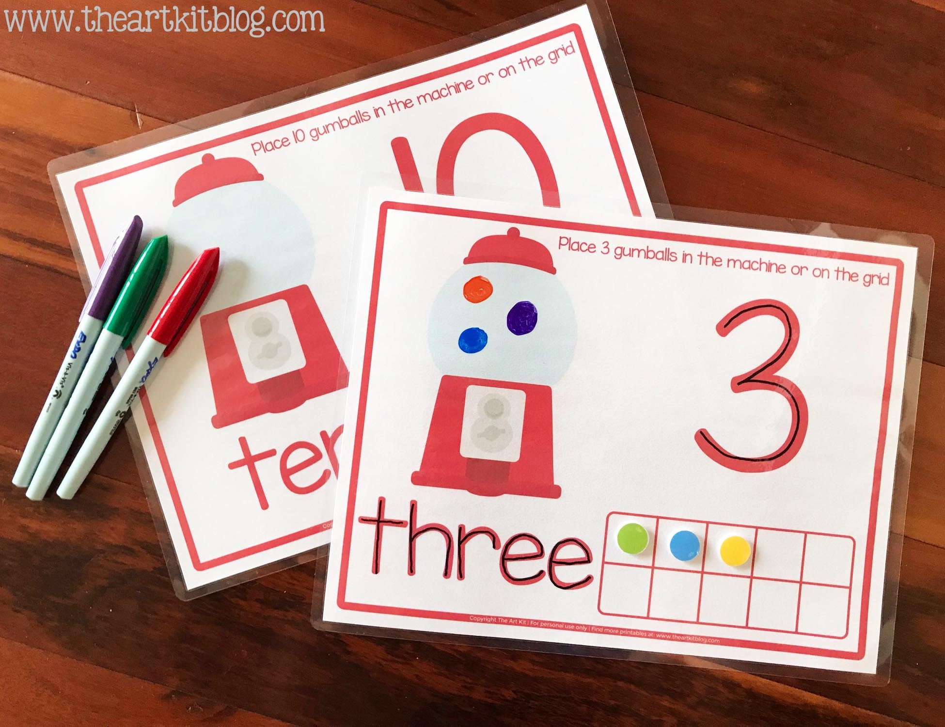 Gumball Counting Activity Playdough Mats for Practice Number Counting ...