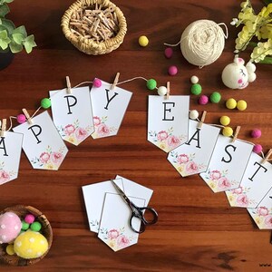 Printable Happy Easter Banner, Party Bunting, Spring Garland, Digital ...