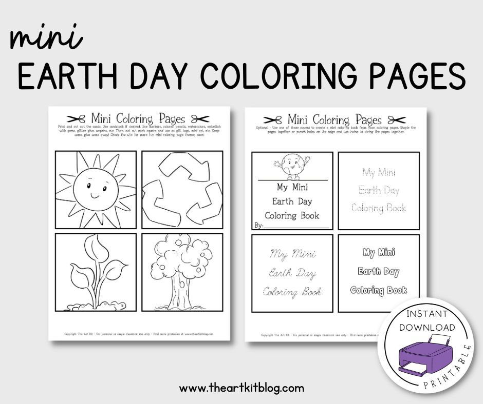 Mini Earth Day Coloring Book, Mini Coloring Pages, Earth Day Coloring ...