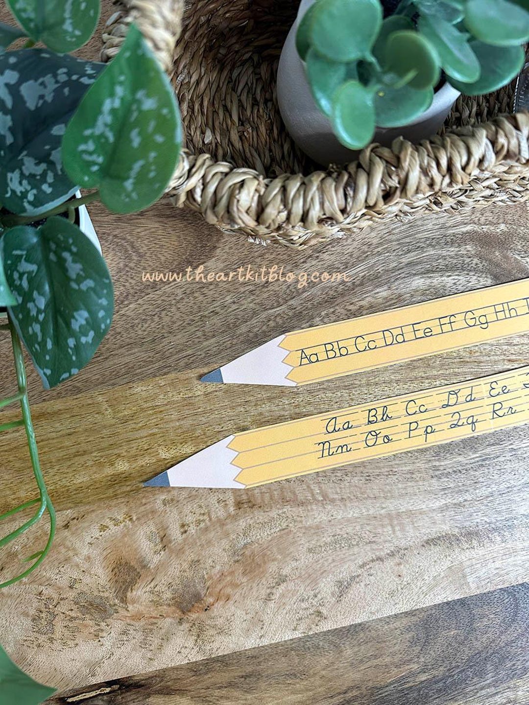 Alphabet Desktop Strips, Print and Cursive, Digital Download, Cute ...