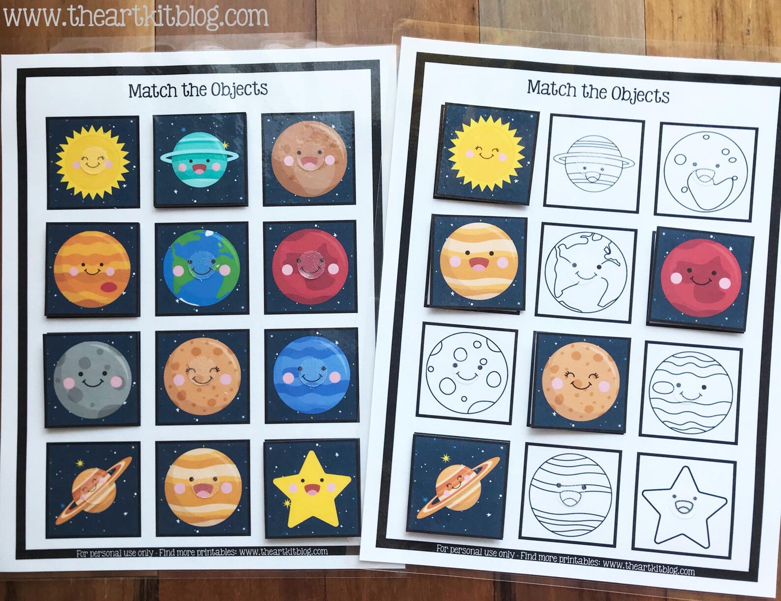 Solar System Space Matching Game Printable // Cute Kids Planets Match ...
