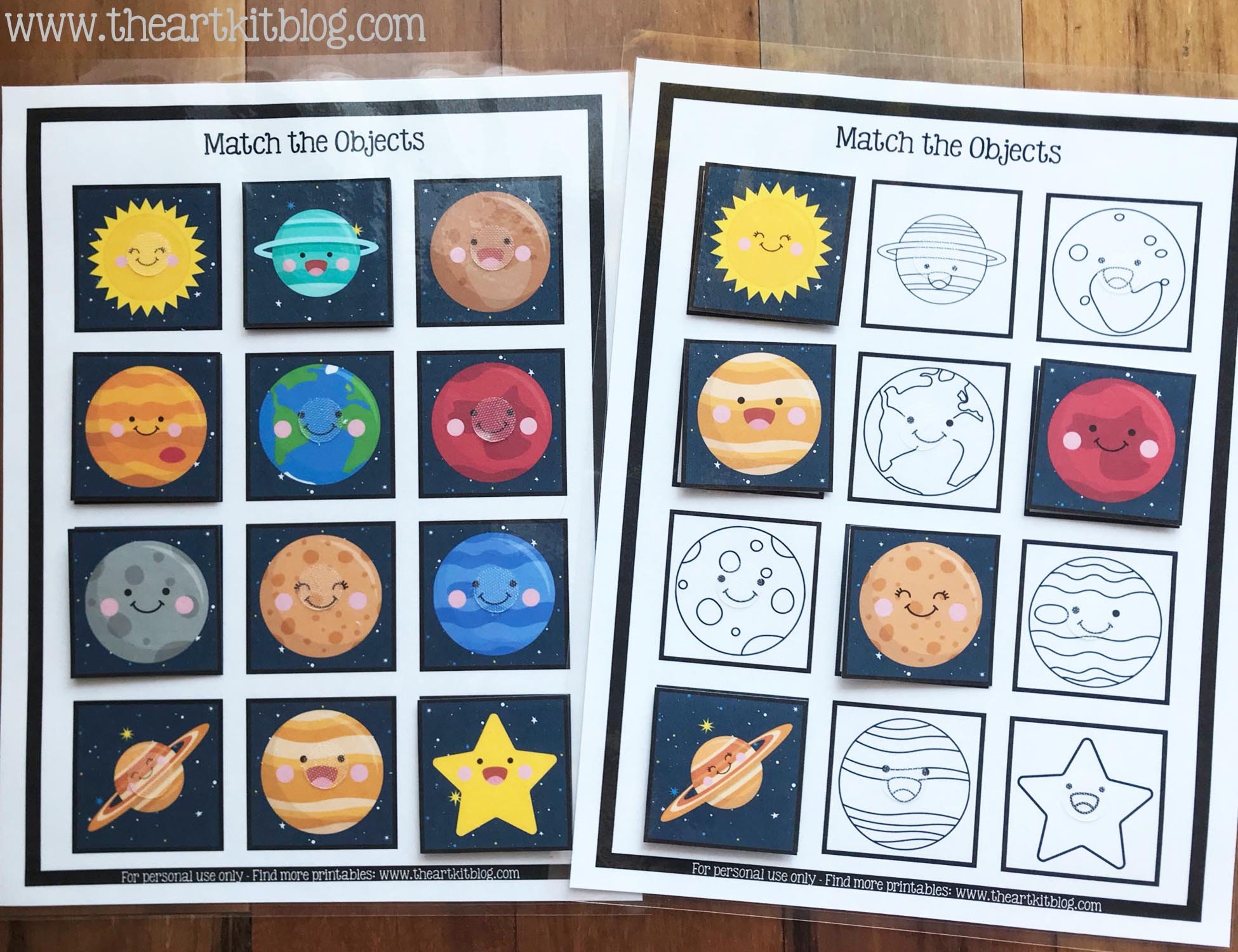 Solar System Space Matching Game Printable // Cute Kids Planets Match ...