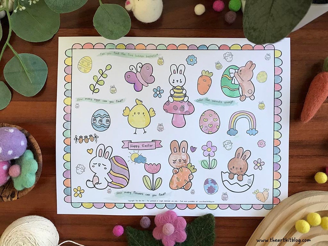 Printable Easter Coloring Page Hidden Pictures, Easter Coloring, Find ...