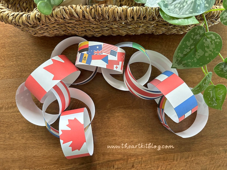 Flags Around the World Paper Chains, Template Printable, Summer Games ...