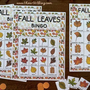 Fall Leaves Bingo, Bingo Game Printable, Fall Printables, Autumn ...