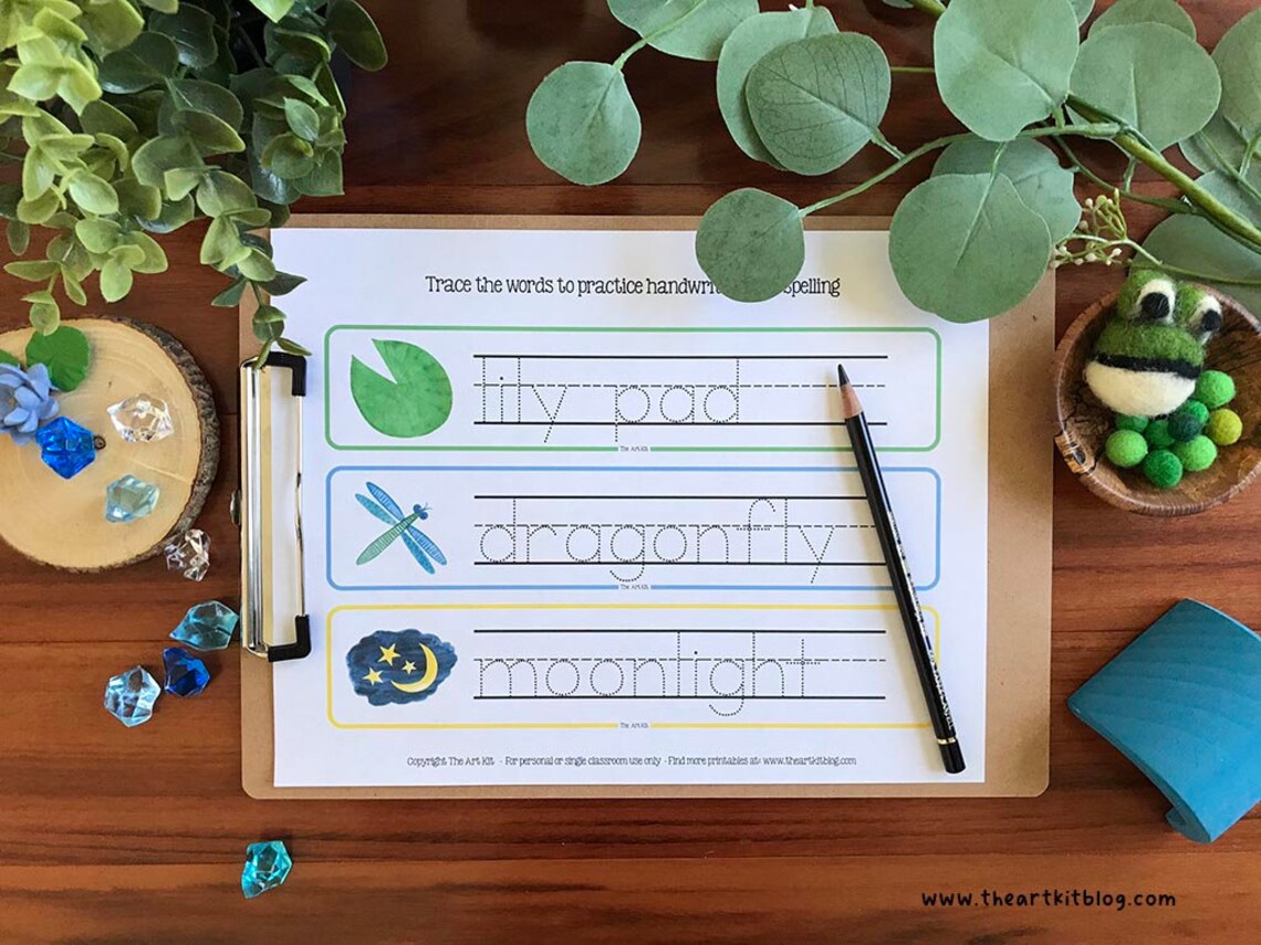 Word Tracing Printable Frog Pond Printable Handwriting - Etsy