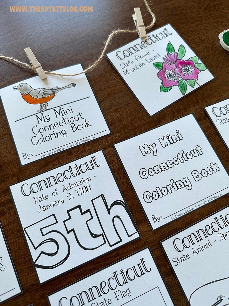 Mini CONNECTICUT Coloring Pages, 50 States Coloring Page, USA ...