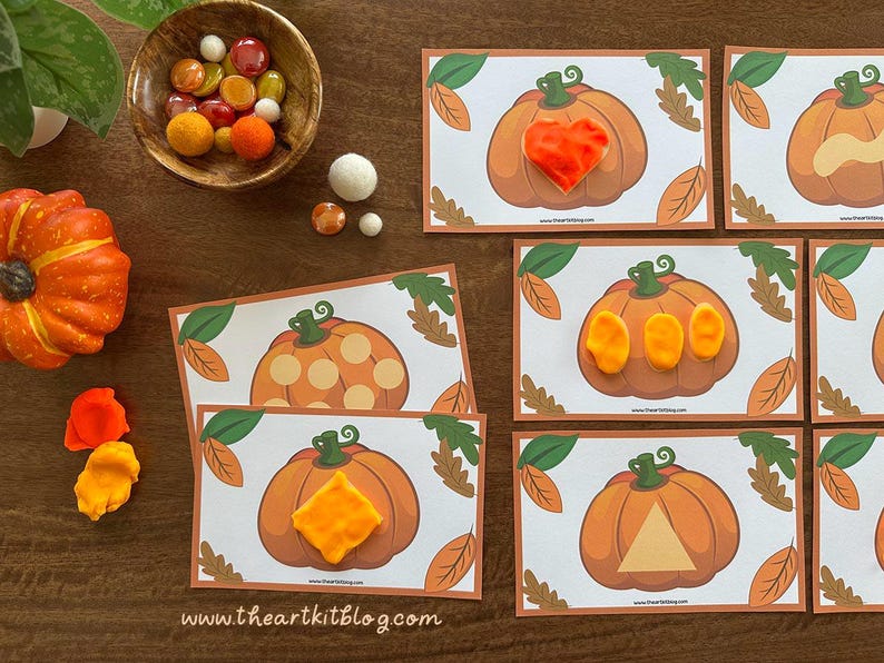 Pumpkin Shape Playdough Cards, Fall Playdough Mats, Instant Download ...