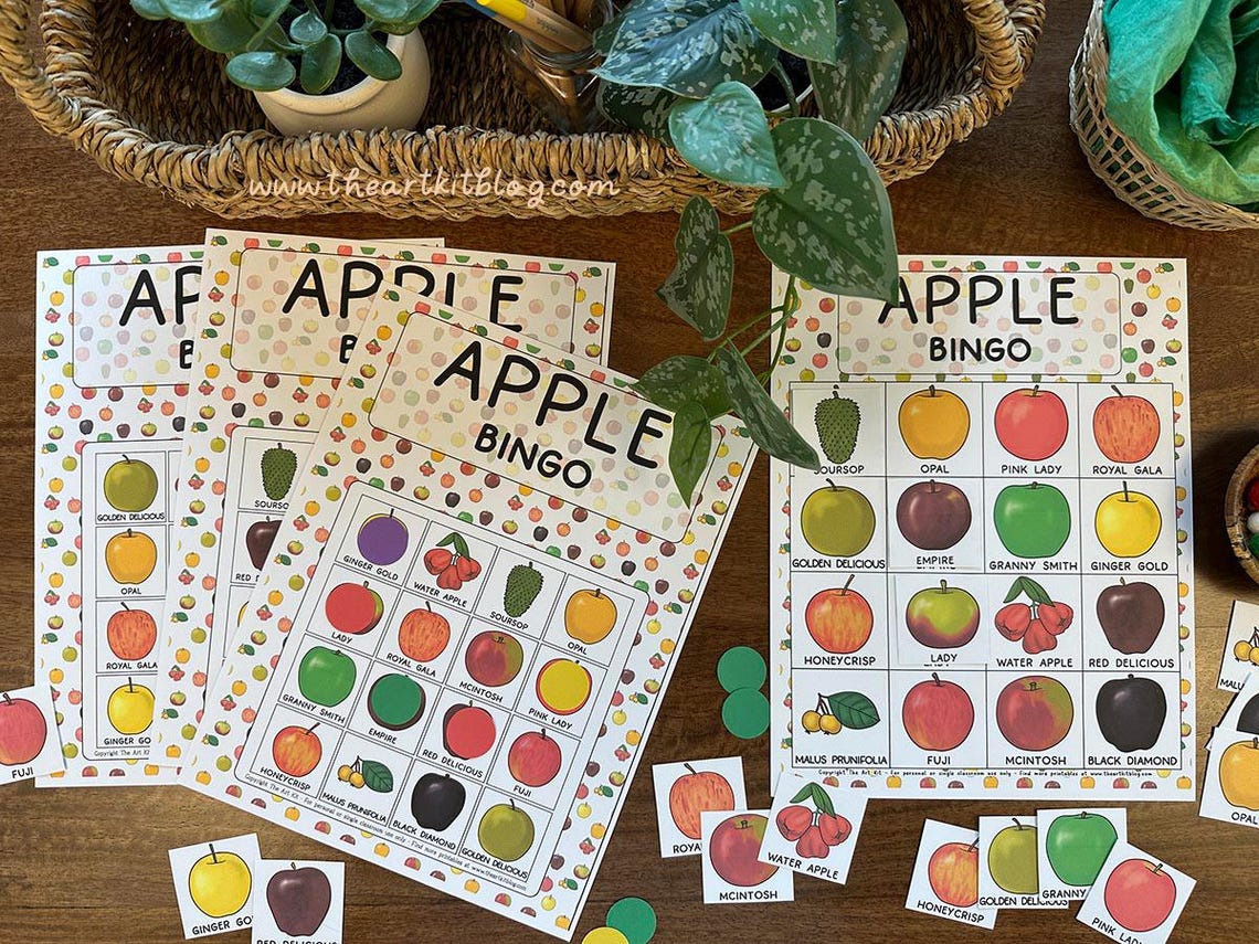 Types of Apples Bingo, Bingo Game Printable, Summer Games PDF, World ...