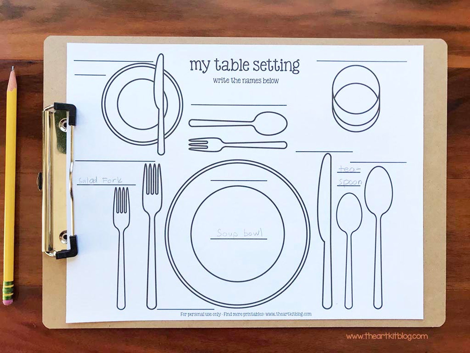 Table Setting Placemat Printables for Kids Montessori - Etsy
