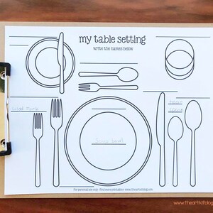 Table Setting Placemat Printables for Kids, Montessori Placemat ...