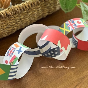Flags Around the World Paper Chains, Template Printable, Summer Games ...