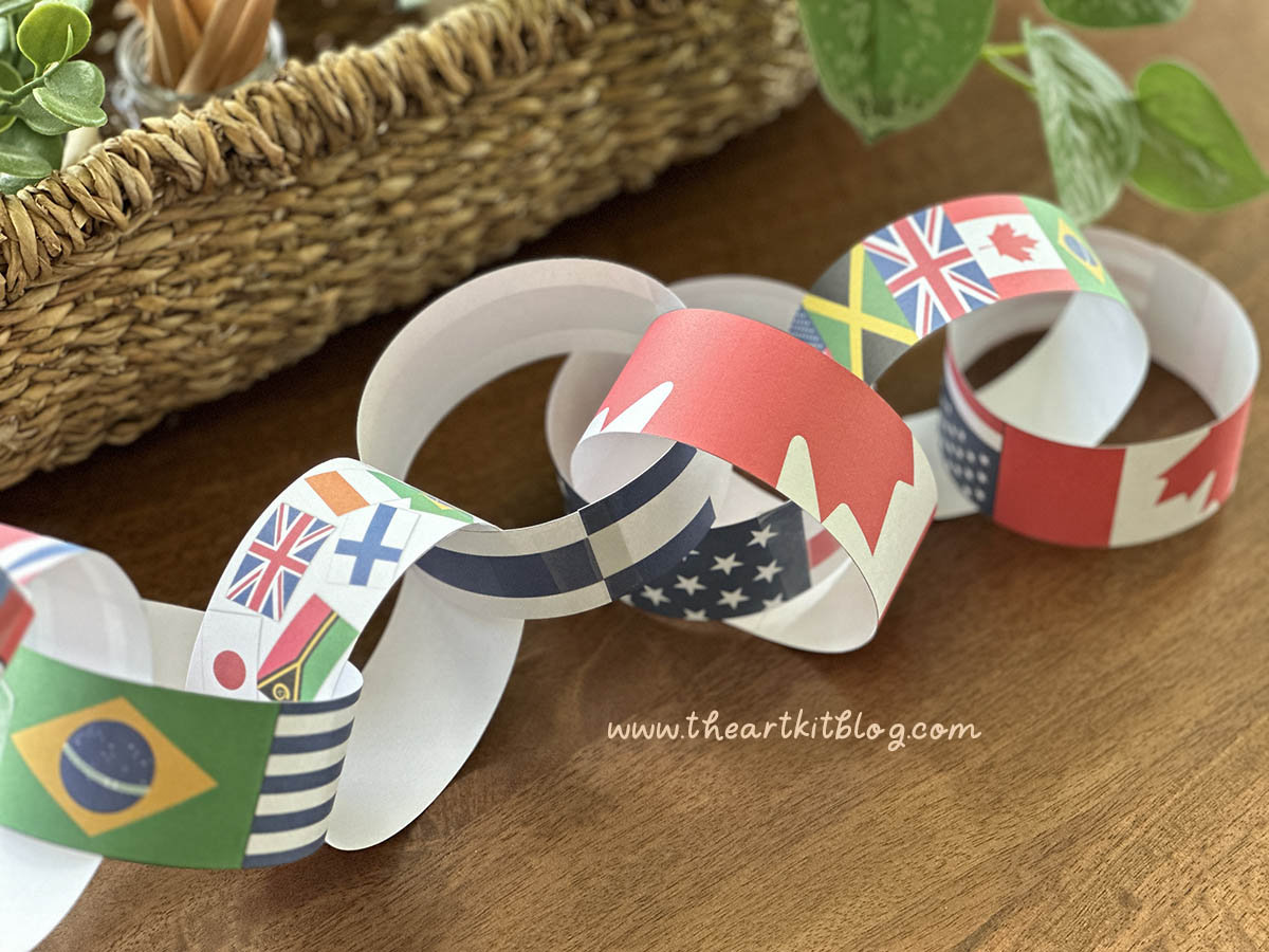 Flags Around the World Paper Chains, Template Printable, Summer Games ...