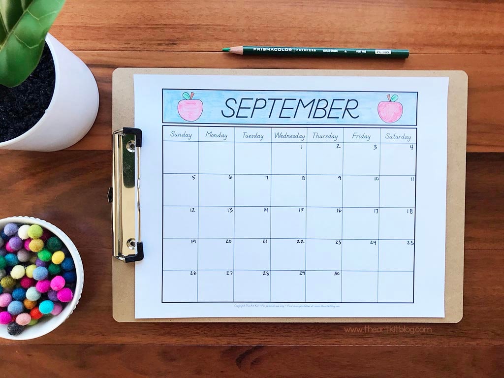 Blank Undated Monthly Calendar Printable, September, Organize ...