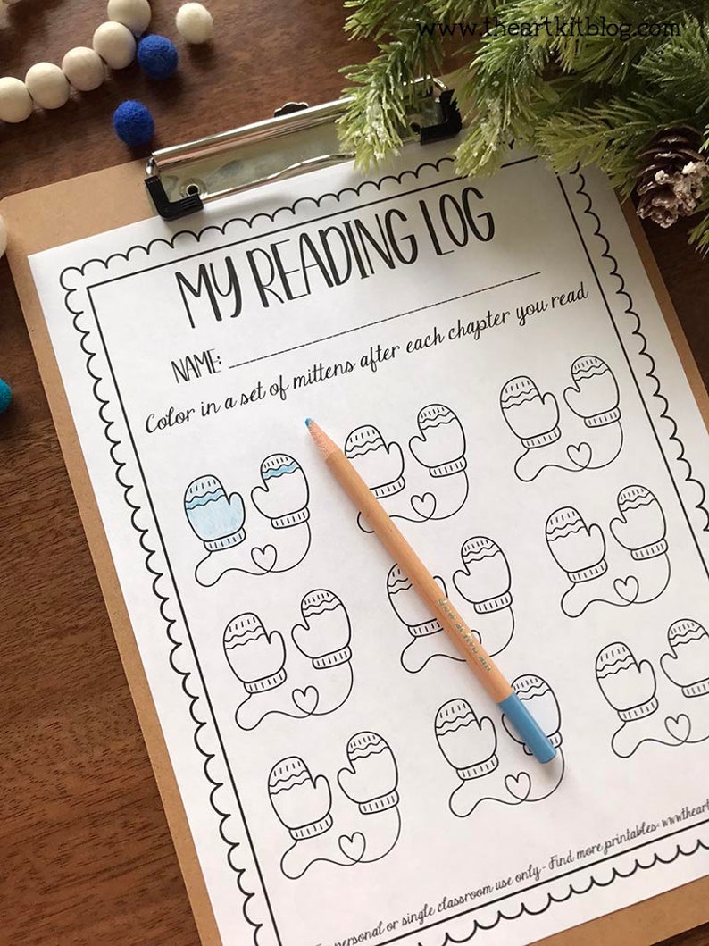 Winter Printable Reading Log for Kids, Reading Progress, Literacy ...