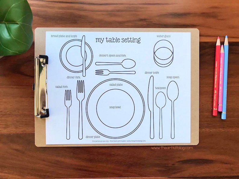 Table Setting Placemat Printables for Kids Montessori - Etsy