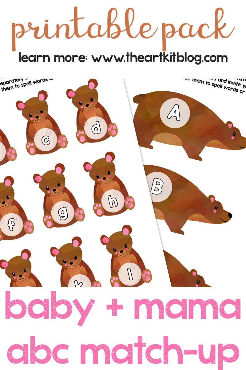 Baby Bear Cub and Mama Bear Alphabet Letter Uppercase and Lowercase ...