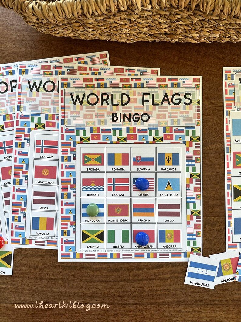 World Flags Bingo, Bingo Game Printable, Summer Games PDF, World Unit ...