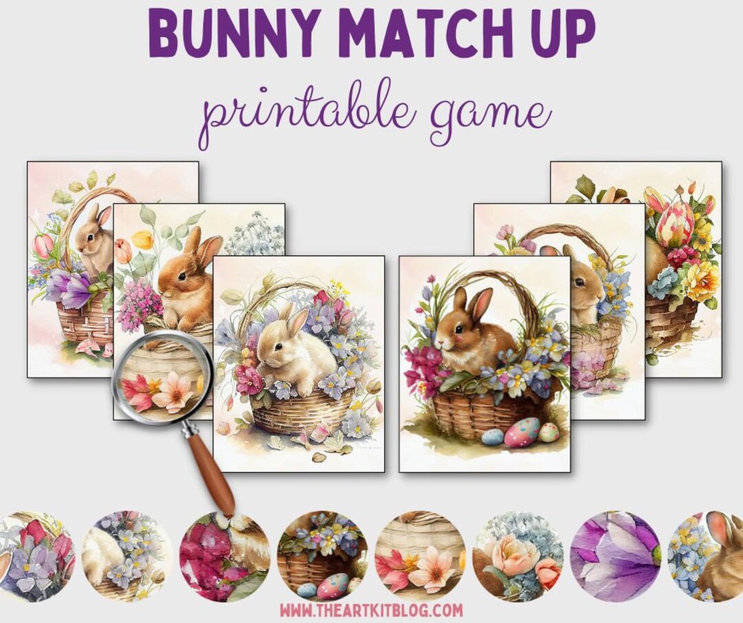 EASTER Bunnies in Baskets Matching Puzzles Montessori Inspired Visual ...