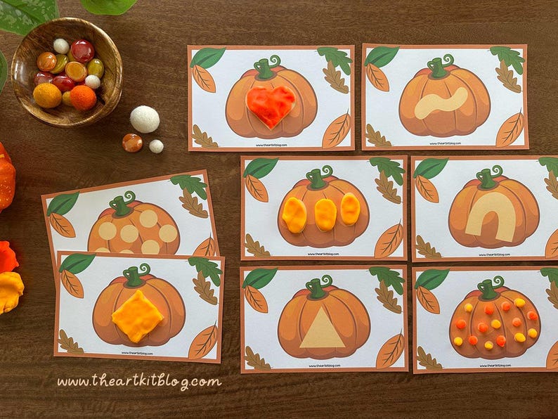 Pumpkin Shape Playdough Cards, Fall Playdough Mats, Instant Download ...