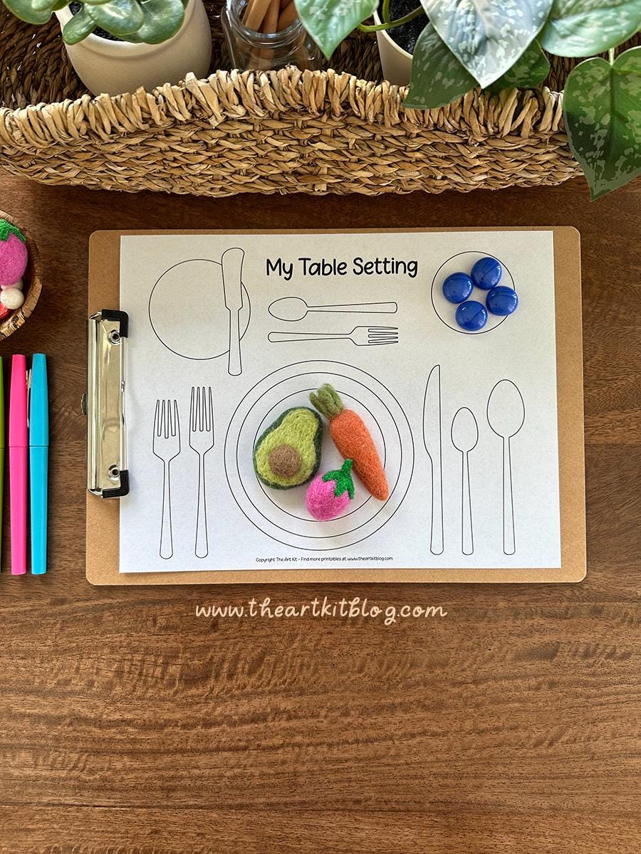 Table Setting Placemat Printables for Kids, Placemat Printable ...