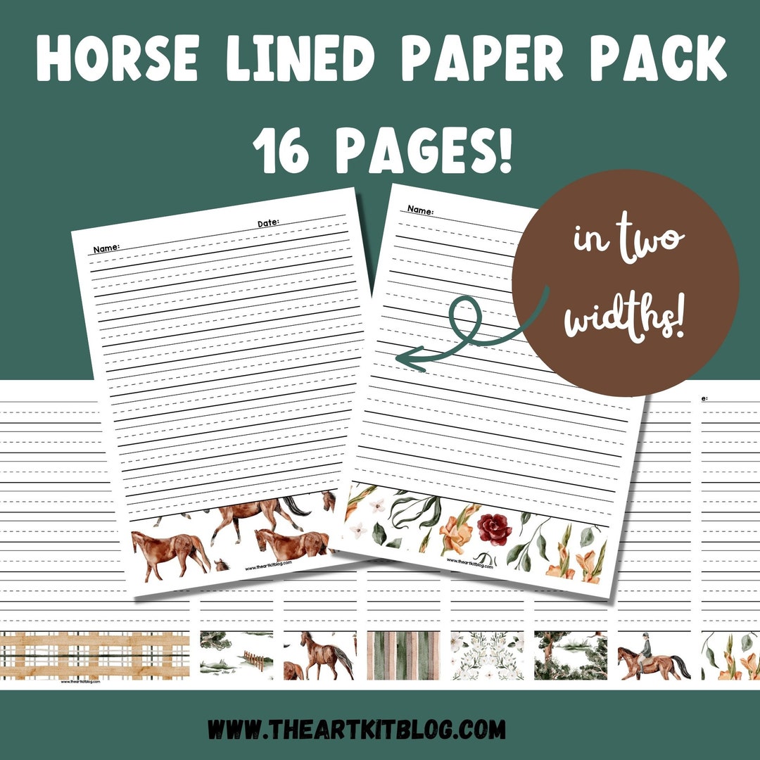 Equestrian Horse Printable Lined Paper, Notebooking Pages, School Lined ...