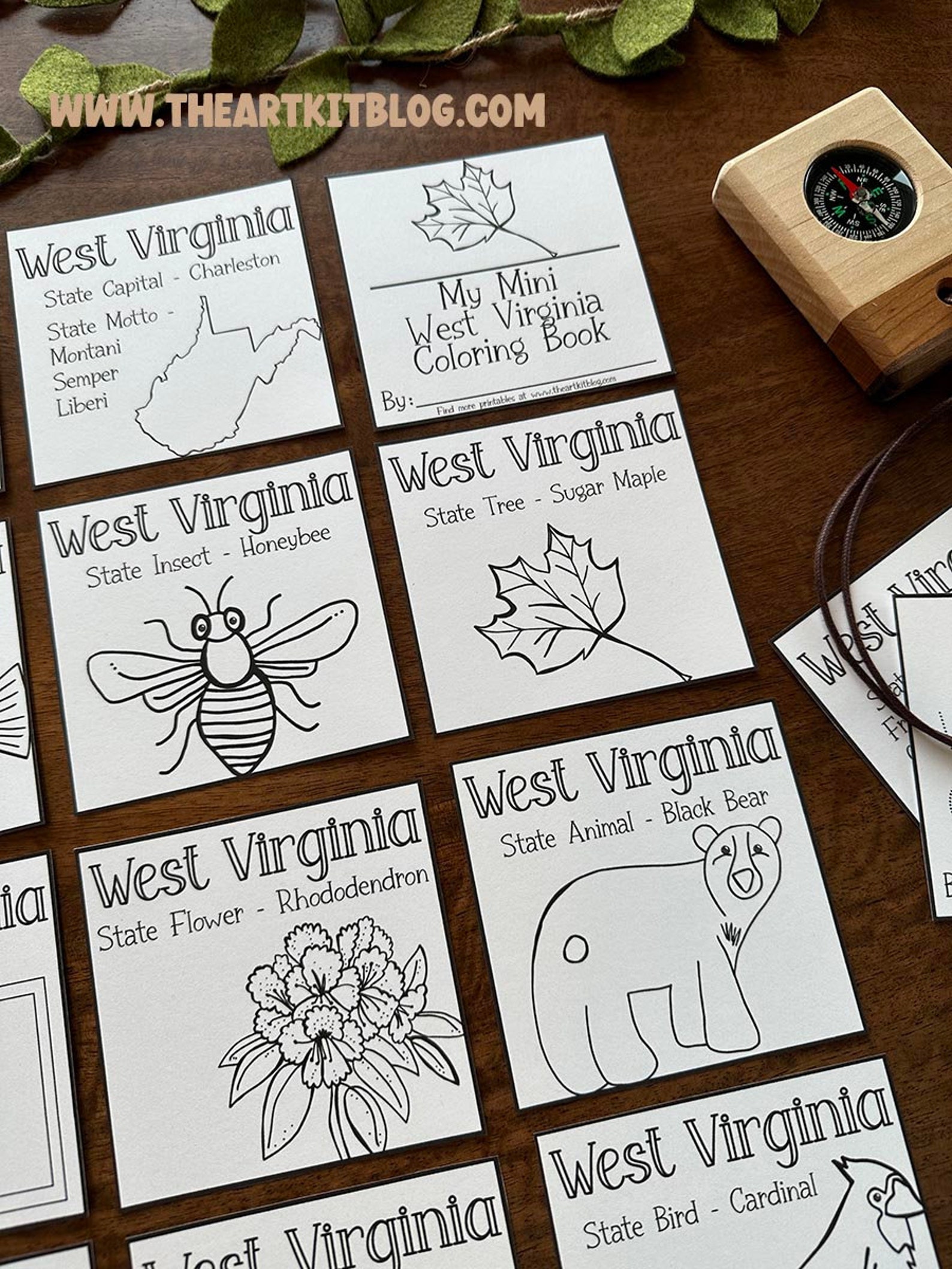 Mini WEST VIRGINIA Coloring Pages, 50 States Coloring Page, USA ...