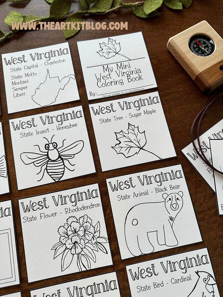 Mini WEST VIRGINIA Coloring Pages, 50 States Coloring Page, USA ...