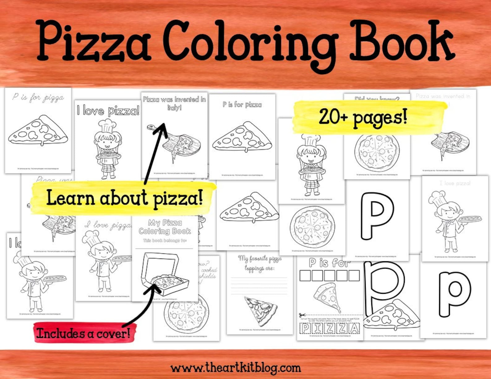Pizza Coloring Pages, Printable Pizza Coloring Book, for Kids and ...