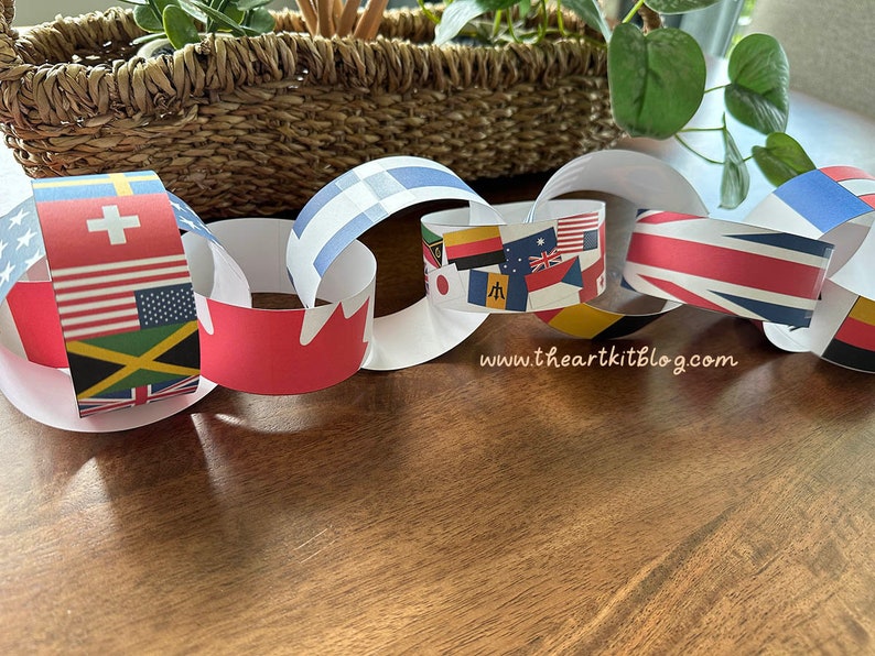 Flags Around the World Paper Chains, Template Printable, Summer Games ...