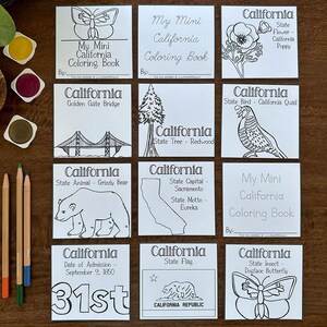 Mini CALIFORNIA Coloring Pages, 50 States Coloring Page, USA Homeschool ...