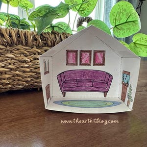 3D Box Printable, Mini Dollhouse Printable, 3D Living Room, Paper Craft ...