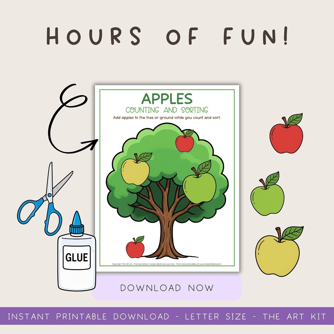 Apple Cut and Paste Printables for Kids, Crafts for Kids, Fall ...