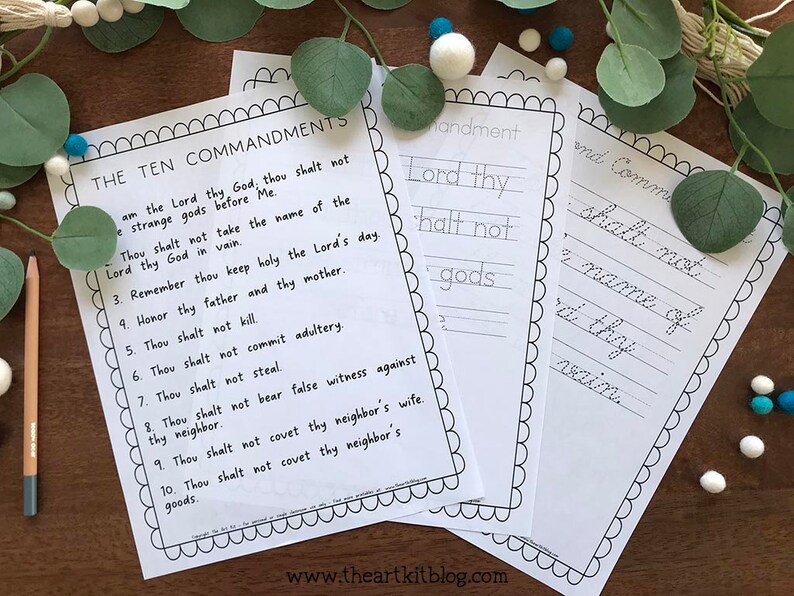 Ten Commandments for Kids Printable, Bible Lesson, Sunday School ...