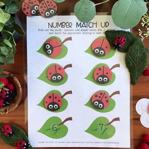 Ladybug Number Match Printable, Busy Book, Math Center, Ladybug ...