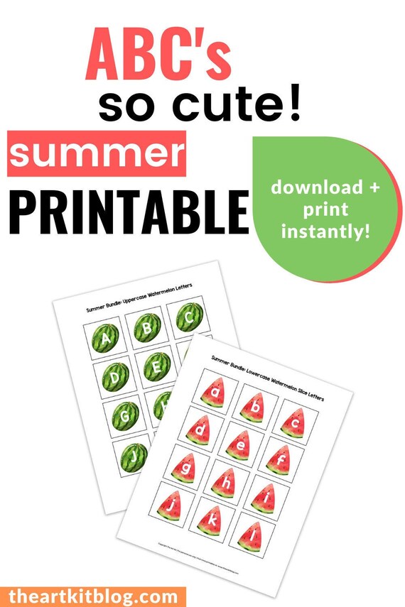 Summer Watermelon Alphabet Letter Uppercase and Lowercase | Etsy