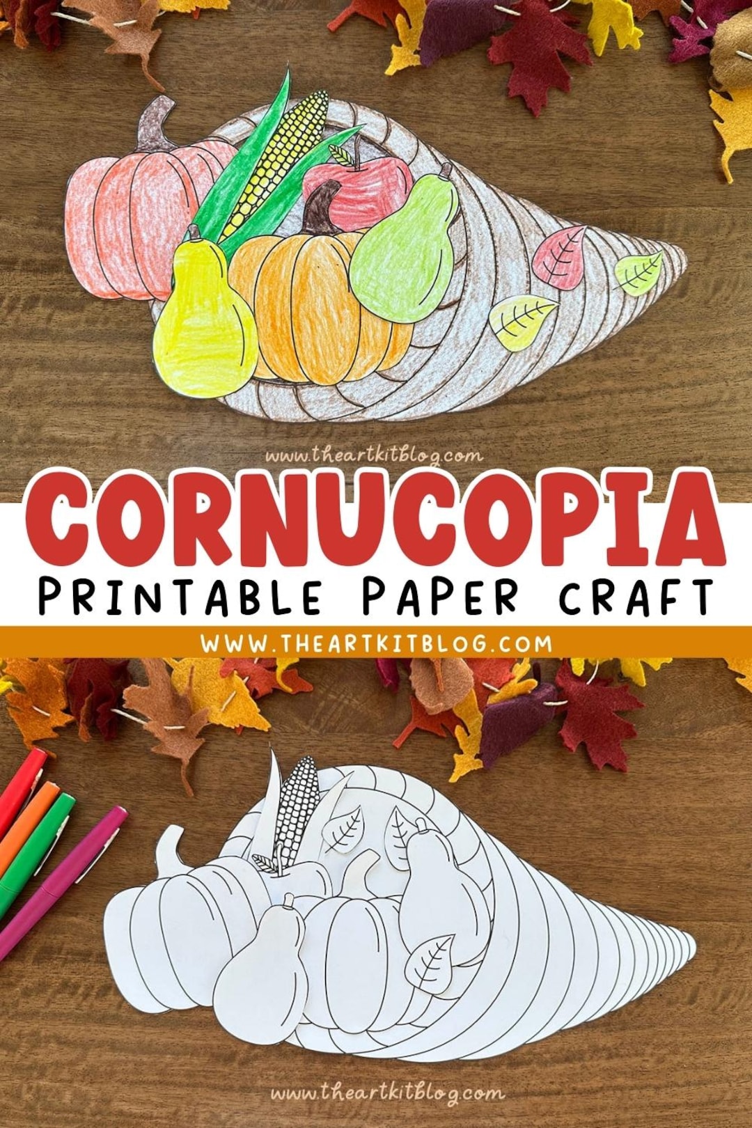 Cornucopia Template Printable, Thanksgiving Craft, Imaginative Play ...