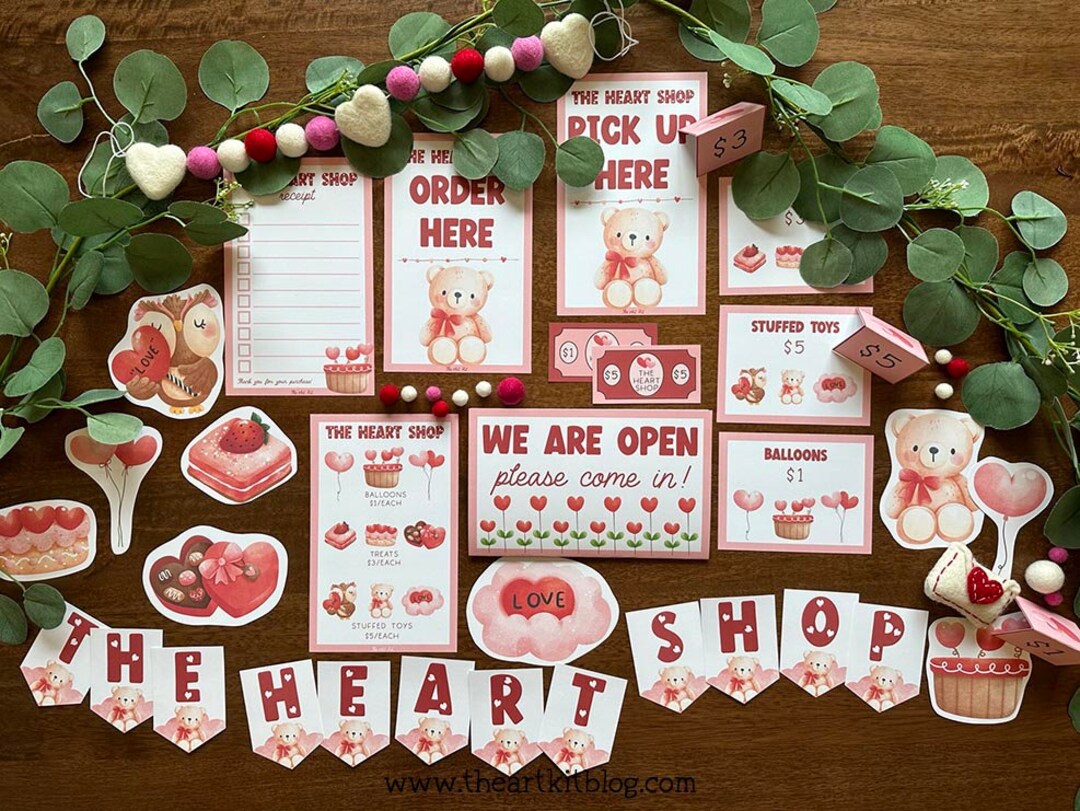 Valentine's Day Pretend Play Shop, Printables for Kids, Imaginative ...