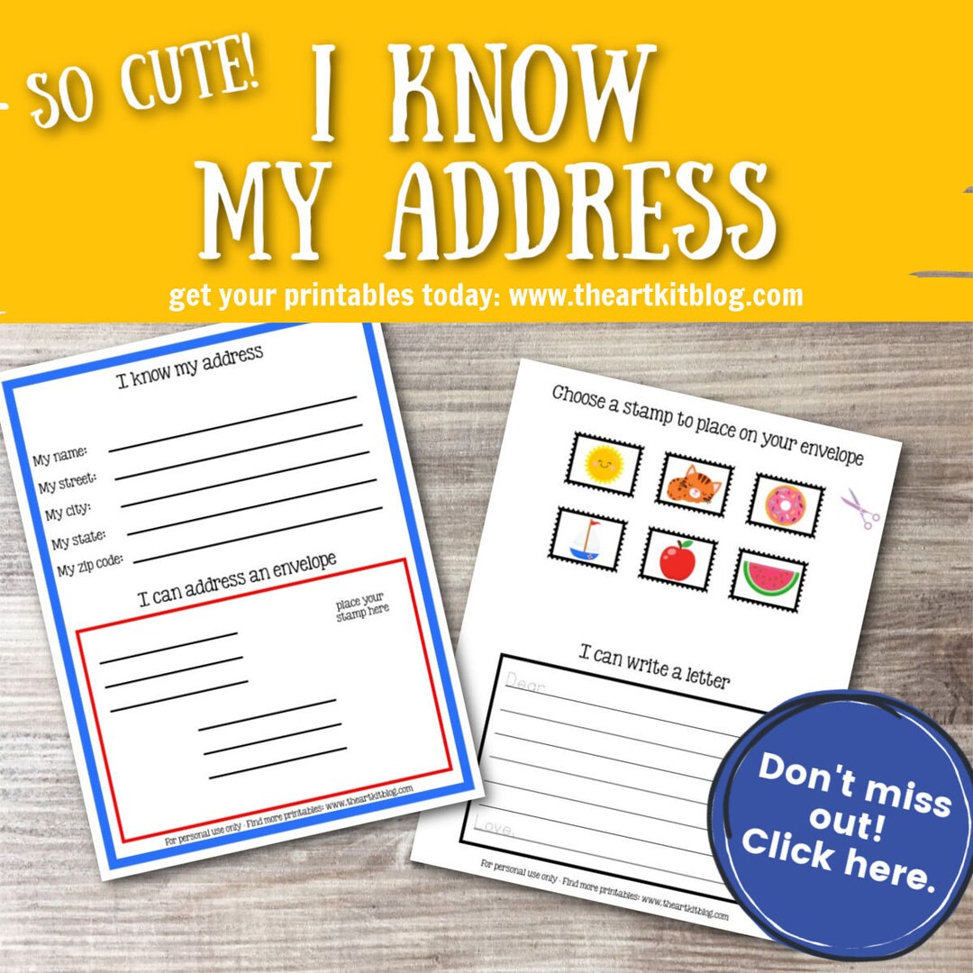 I Know My Address // I Can Write a Letter // Cut and Paste Stamp ...