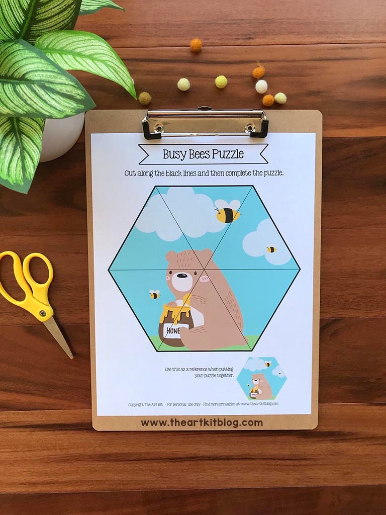 Bee Printable Puzzles, Honey Bee Puzzle, Preschoolers, Kindergarteners ...