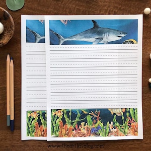 Printable Lined Paper With Sharks, Notebooking Pages, School Lined ...
